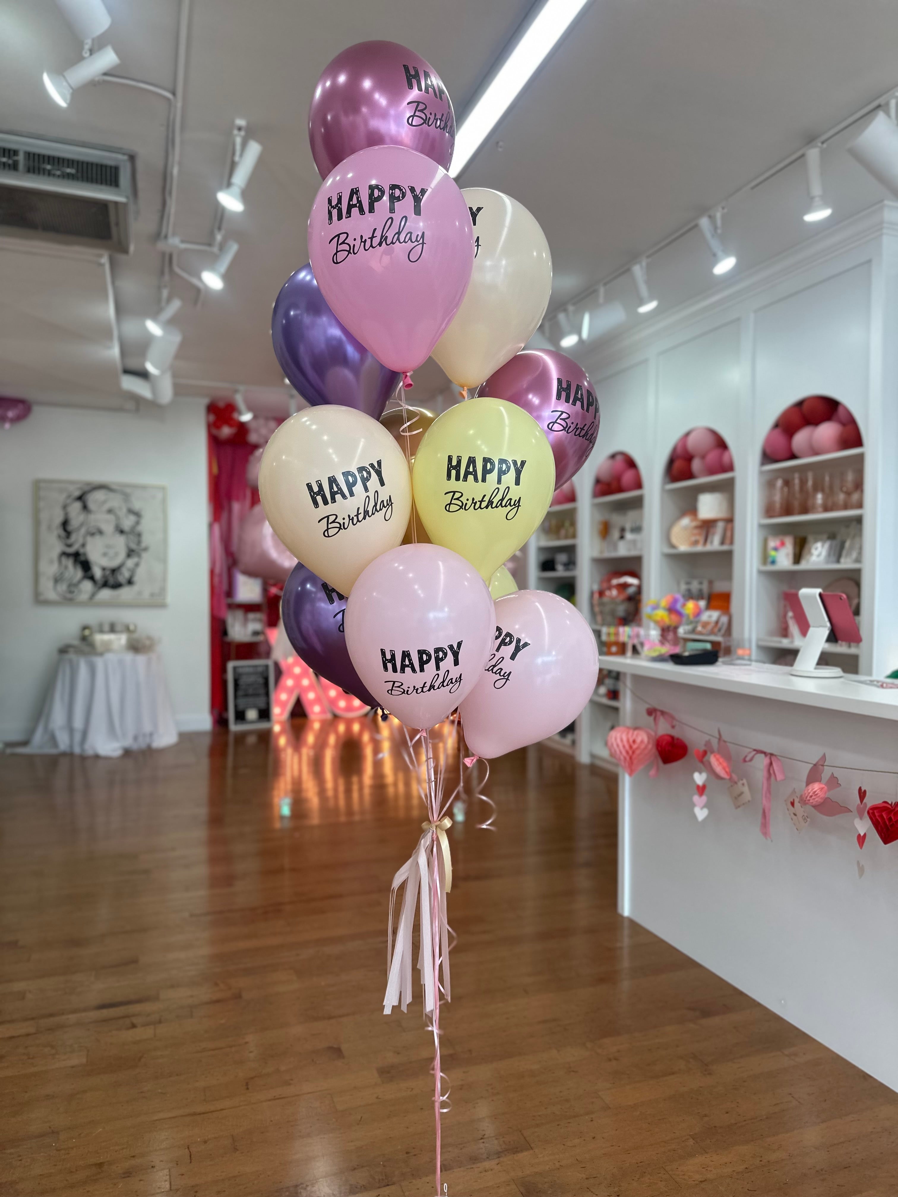 Happy Birthday Helium Balloons Dozen | The Balloon Garden