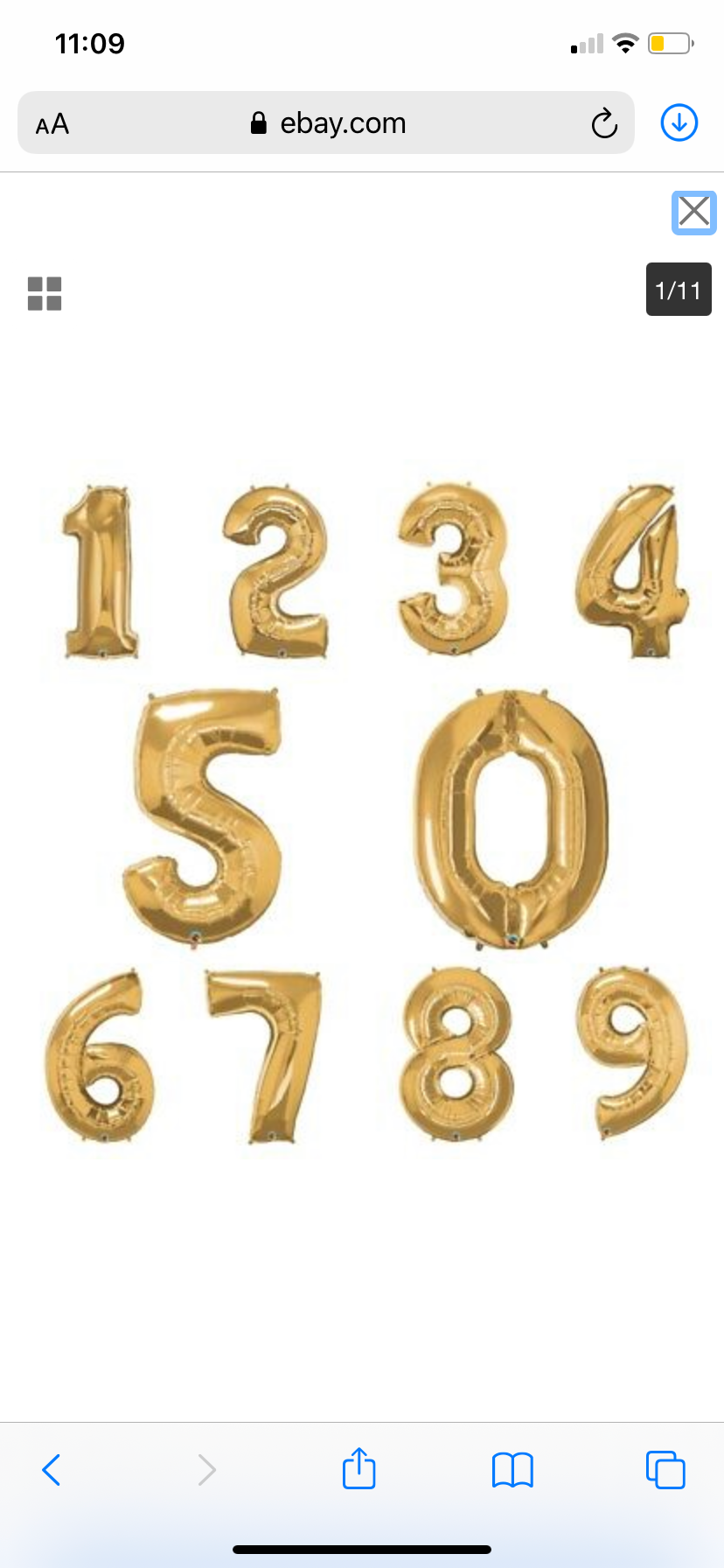 Gold Foil Numbers 1-9 | The Balloon Garden
